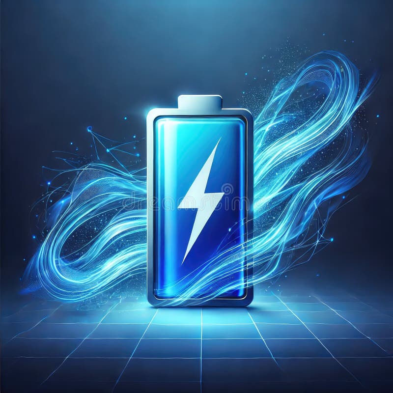 Battery Background Design Dynamic Blue Energy Flow Stock Illustration ...