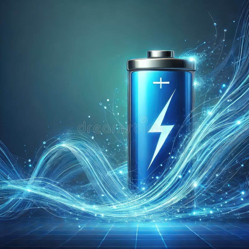 Battery Background Design Dynamic Blue Energy Flow Stock Illustration ...