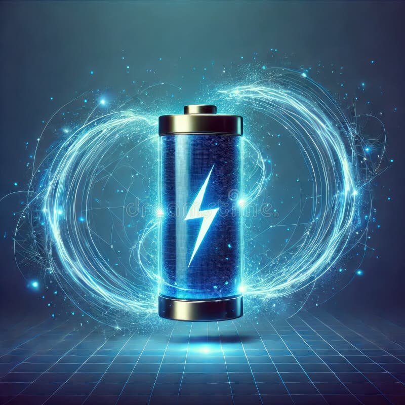 Battery Background Design Dynamic Blue Energy Flow Stock Illustration ...
