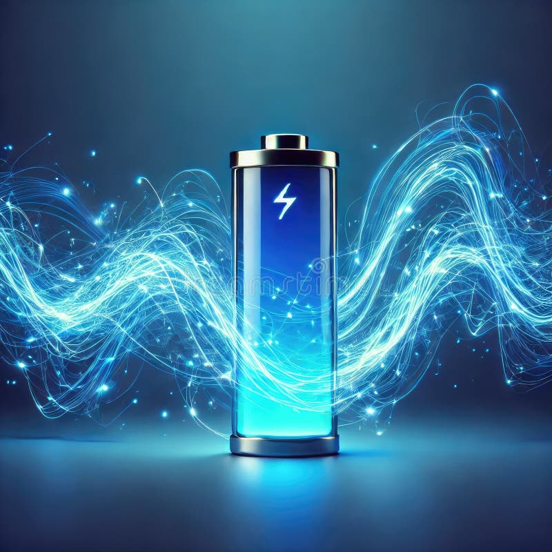 Battery Background Design Dynamic Blue Energy Flow Stock Illustration ...