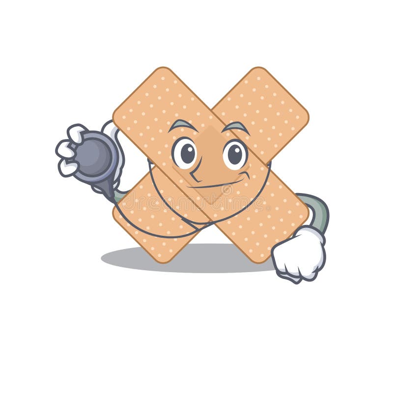 A Dedicated Cross Bandage Doctor Caricature Design Working with Tools ...