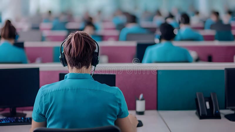 Dedicated Customer Support Agents Working in a Modern Call Center ...