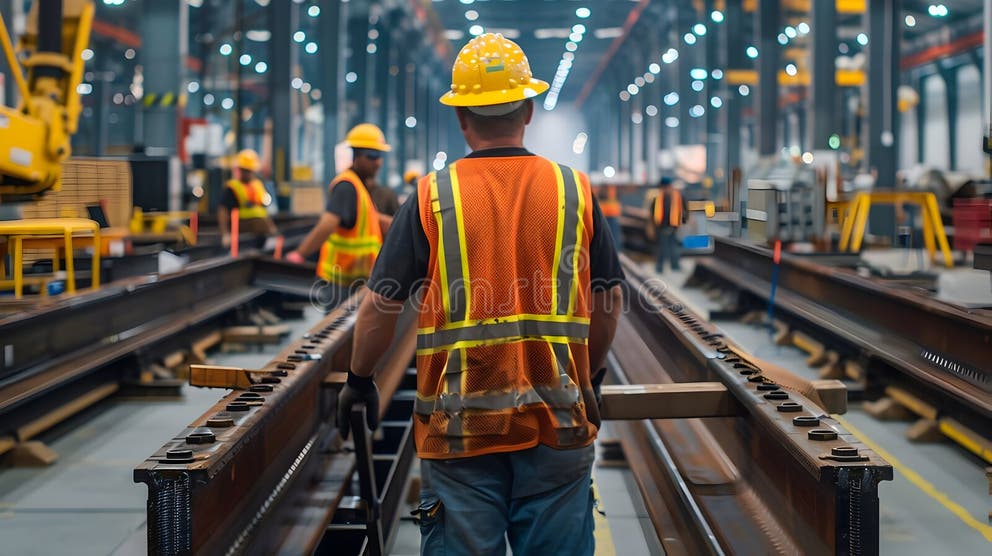 Dedicated Factory Workers Amidst the Steel Framework Construction ...