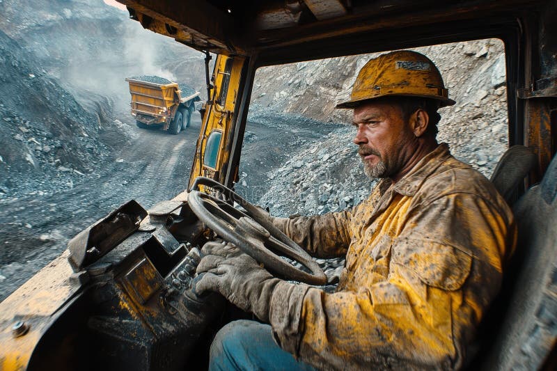 A Dedicated Miner Operates Heavy Machinery in an Open Pit, Showcasing ...