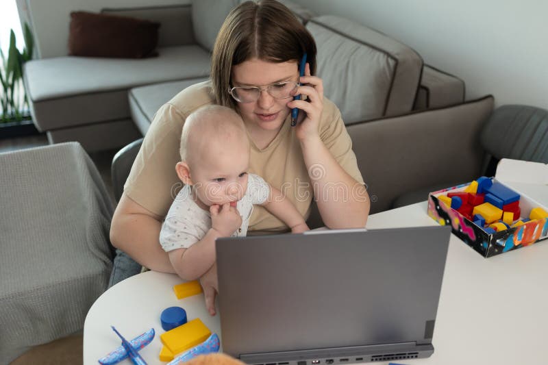 A Busy Parent Struggles To Balance Work and Caring for Their Baby while ...