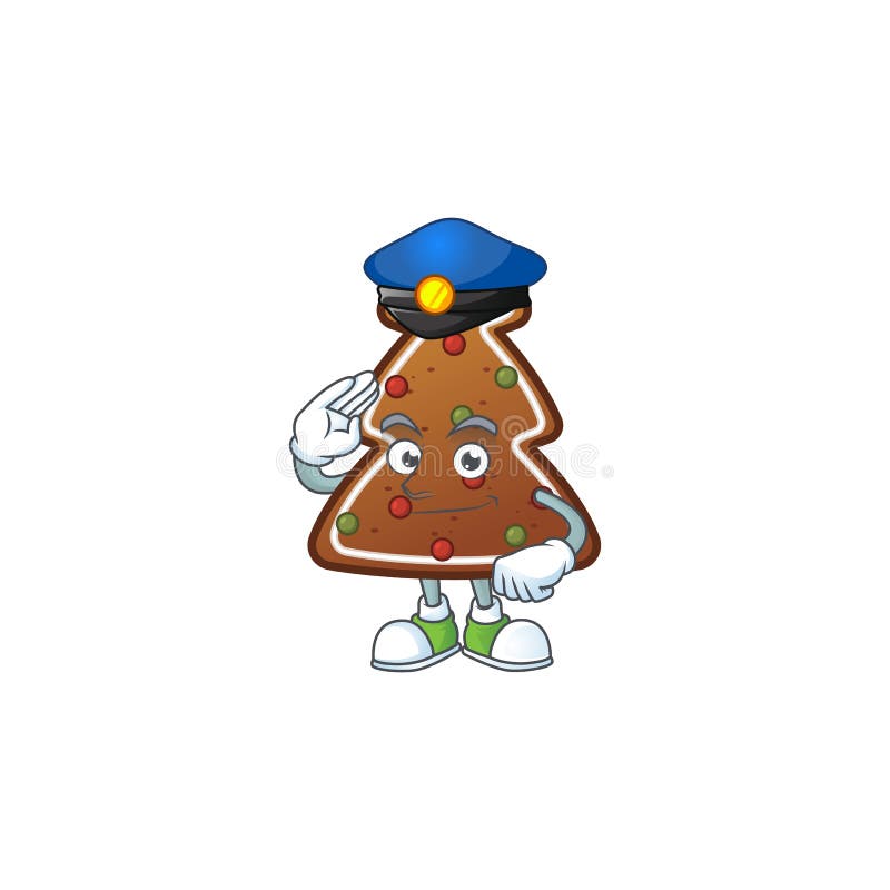 A Dedicated Police Officer of Gingerbread Tree Mascot Design Style ...