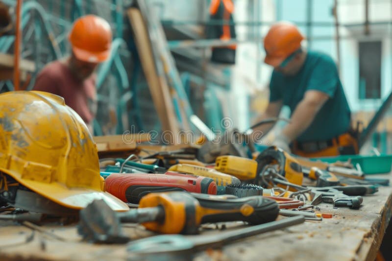 A Dedicated Repair Team Collaborates on a Construction Site, Using ...
