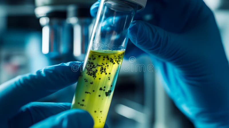 A Dedicated Scientist is Analyzing a Bacterial Sample in a Test Tube ...