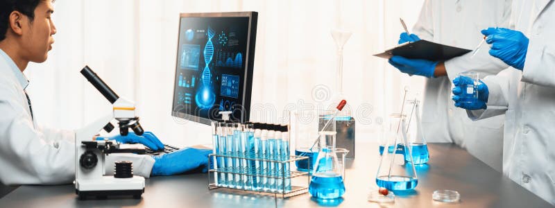 Scientist Working on Biotechnology Computer Software To Study DNA ...