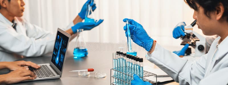 Scientist Working on Biotechnology Computer Software To Study DNA ...