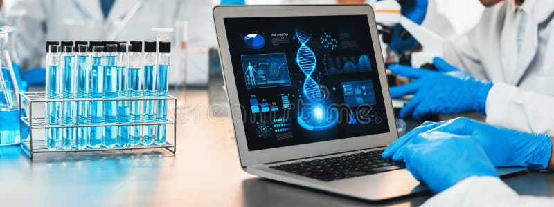 Scientist Working on Biotechnology Computer Software To Study DNA ...