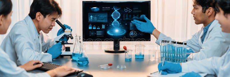 Scientist Working on Biotechnology Computer Software To Study DNA ...