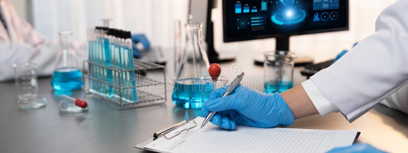 Scientist Working on Biotechnology Computer Software To Study DNA ...