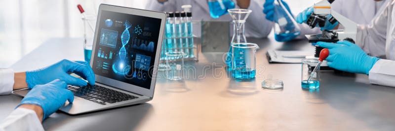 Scientist Working on Biotechnology Computer Software To Study DNA ...