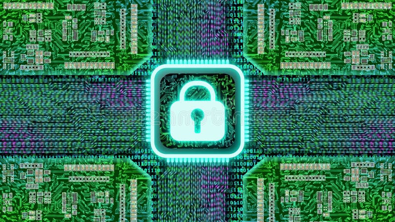 Dedicated Security Chip Animation with Bright Circuit Lines and ...