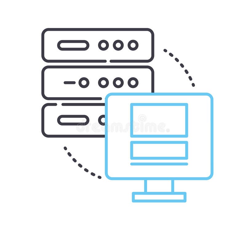Dedicated Server Line Icon, Outline Symbol, Vector Illustration ...