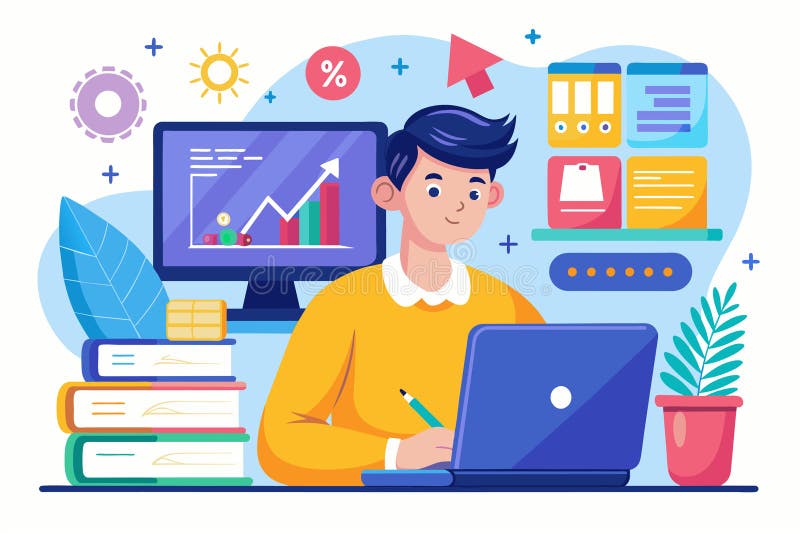 A Dedicated Student Engages with Math Coursework on a Laptop ...