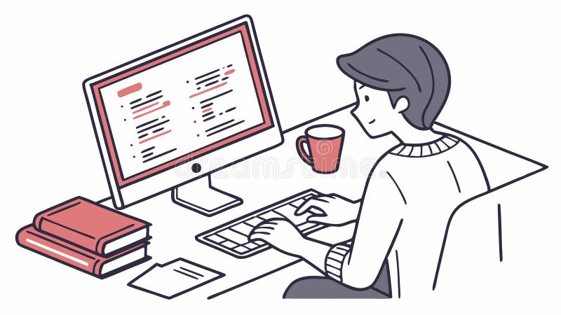 Dedicated Study and Learning on Desktop Computer, Vector Design ...