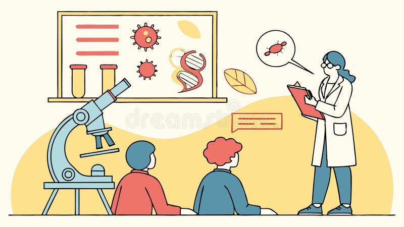Dedicated Teacher Guiding Students in Engaging Science Class, Vector ...