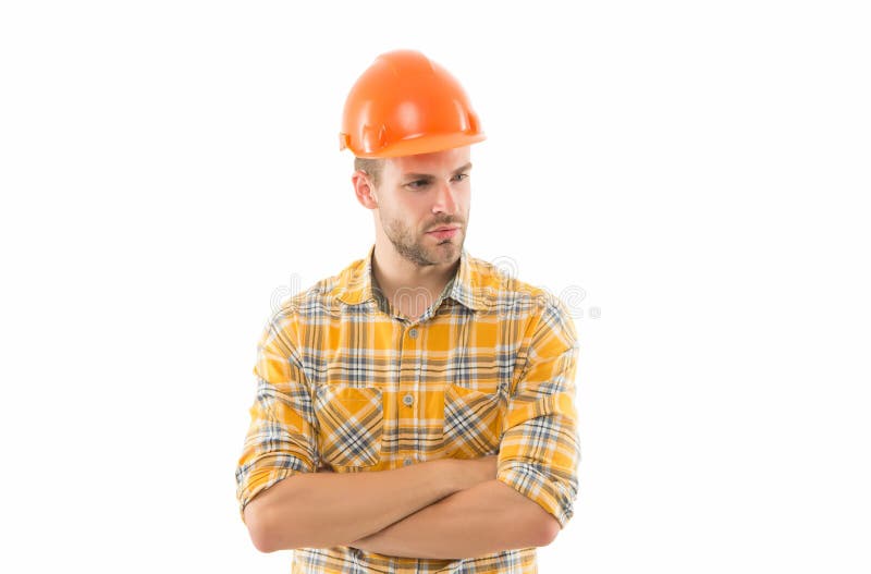 Always Dedicated To Work. Confident Workman Isolated on White ...