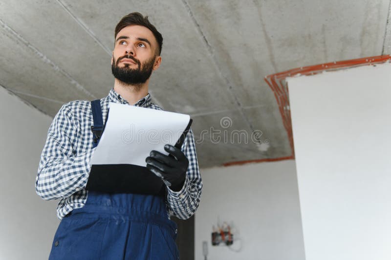 A Dedicated Worker Doing Calculations for Material for Apartment in ...