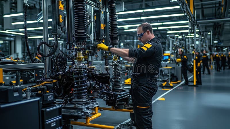 Close-up of Assembly Line Worker in High-tech Industrial Facility ...