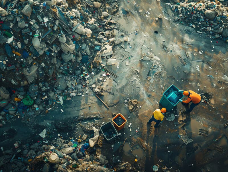 Dedicated Worker Sorting Recyclables at Urban Waste Management Facility ...