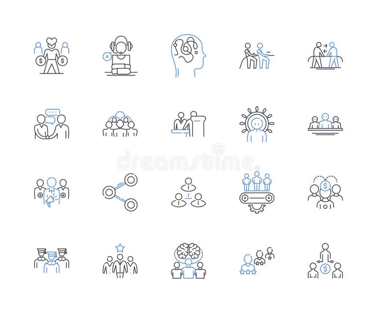 Dedication Commitment Line Icons Collection. Resolve, Endurance, Loyalty, Persistence ...