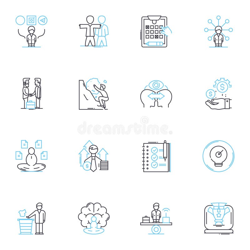 Dedication and Commitment Linear Icons Set. Loyalty, Perseverance ...