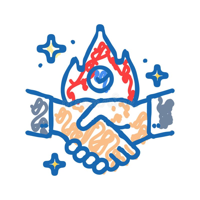 Dedication Flame Succes Challenge Icon Doodle Illustration Stock ...