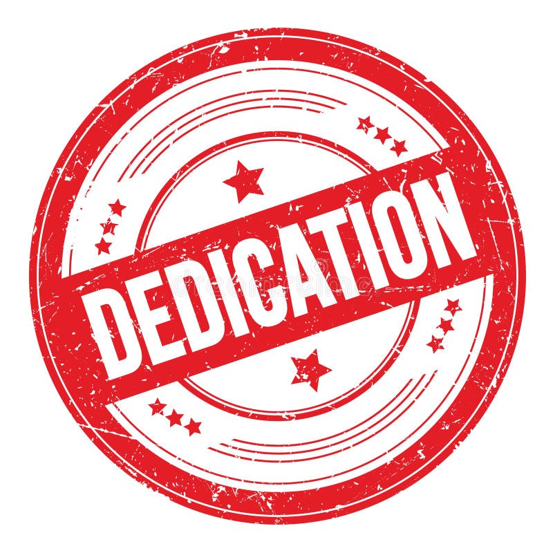 DEDICATION Text on Red Round Grungy Stamp Stock Illustration ...