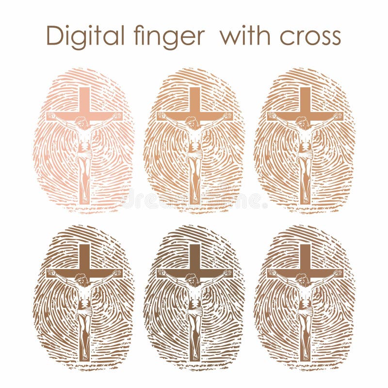 Dedo De Digitas Com Cruz Símbolo Cristão Ilustração do Vetor ...