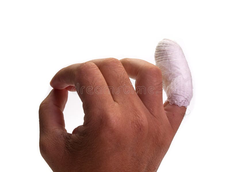 Dedo Ferido Envolvido Com Curativo Um Curativo M?dico Para Feridas ...