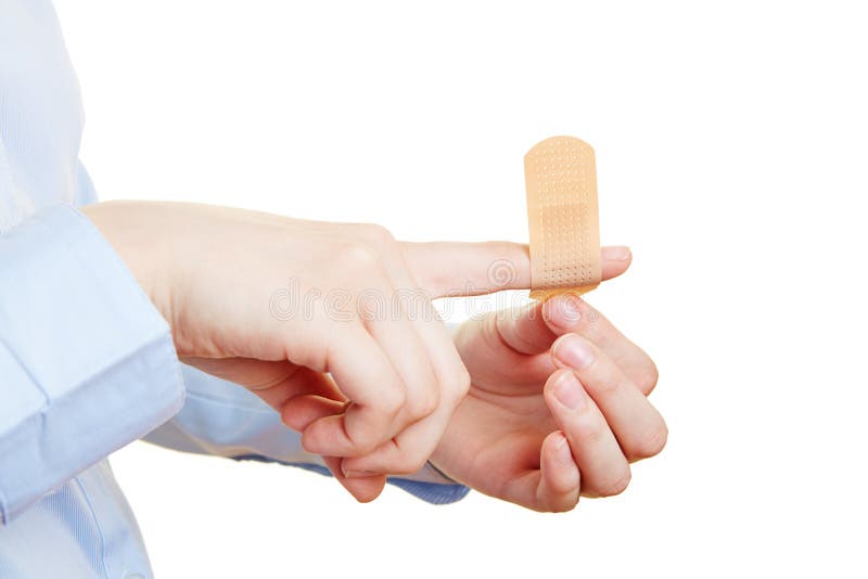 Dedo Ferido Que Obtém O Curativo Foto de Stock - Imagem de acidente ...