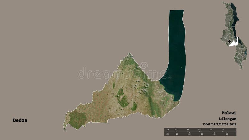 Dedza, District of Malawi, Zoomed. Satellite Stock Illustration ...