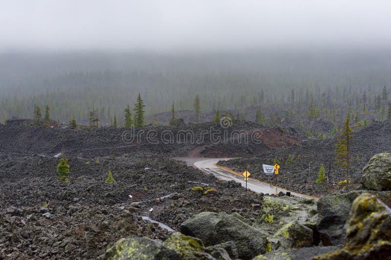 Dee Wright Observatory View of Lava Beds Stock Photo - Image of earlier ...
