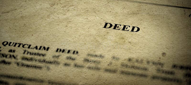 Deed for Real Estate Transfer or Transaction Contract Stock Image ...