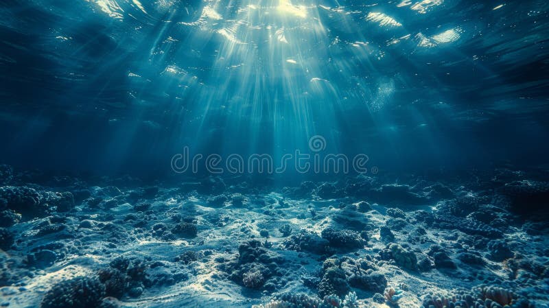 Deep Abyss Underwater - Blue Sunlight Stock Photo - Image of marine ...