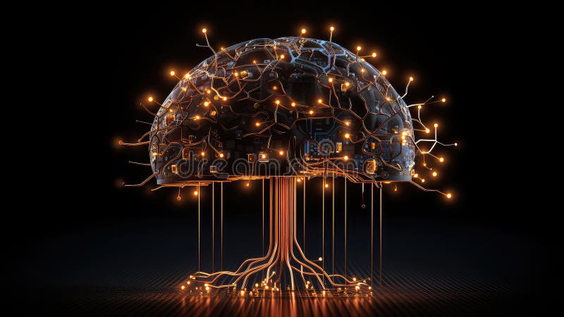 Deep Artificial Intelligence Black Background Stock Illustration ...