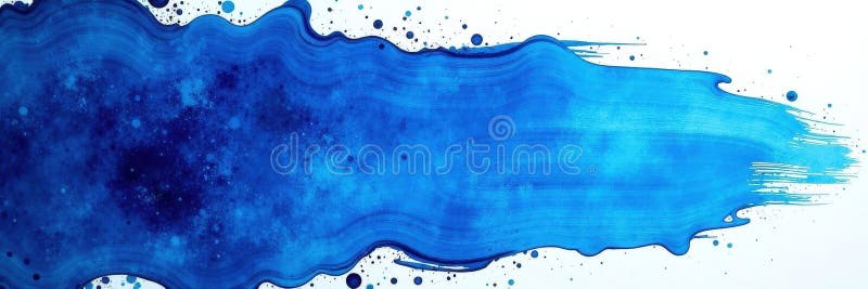 Deep Azure Brush Sweep, Scattered Paint Flecks; Rich Hue , Brush Stroke ...