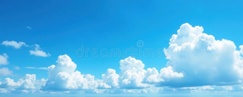 Deep Azure Sky Canvas, Scattered Cumulus Cloud Formations , Shadow ...