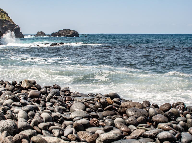 Deep Bay of the Beach Over the Sea with Rocks Stock Image - Image of ...