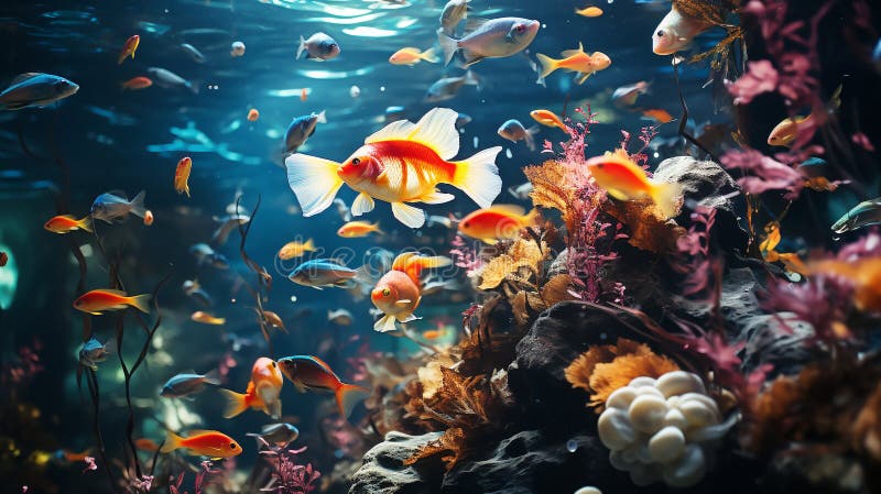 Colorful Fish Swimming in a Tank Showcasing the Beauty of Nature Stock ...