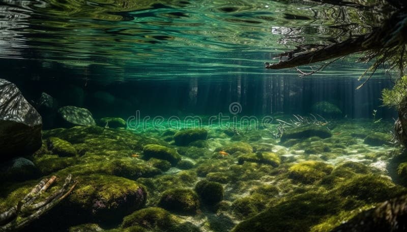 Deep Below, a Tranquil Seascape Adventure Awaits Generated by AI Stock ...