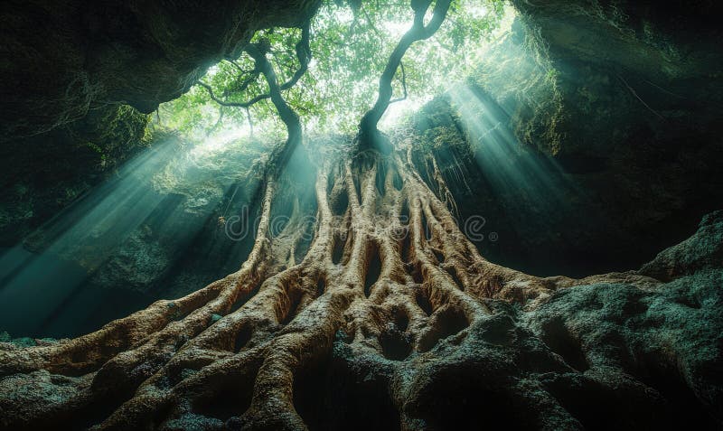 Deep Beneath the Surface, Intricate Tree Roots Extend from a Vibrant ...