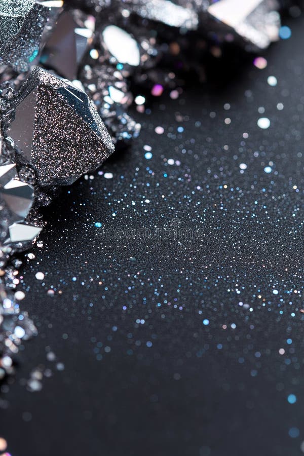 A Deep Black Background Features an Intricate Silver Glitter Border ...