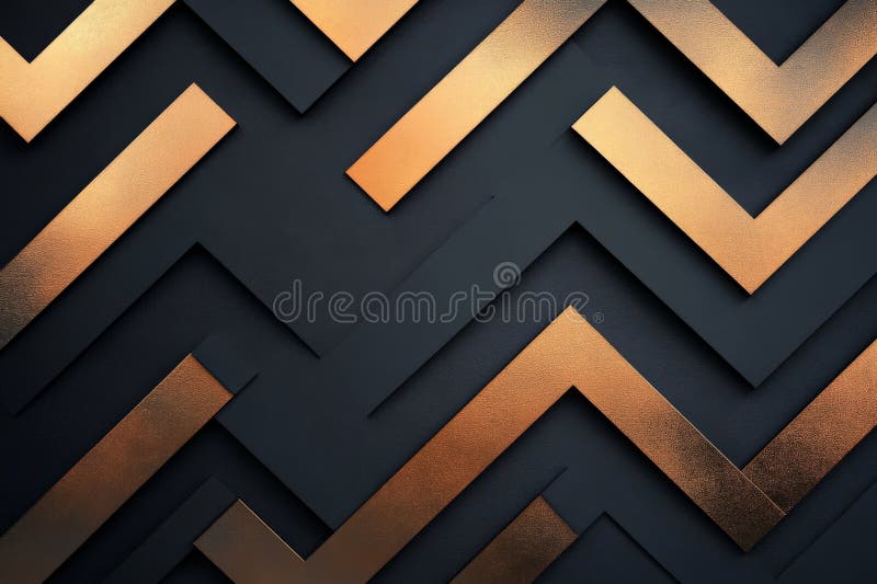 A Deep Black Background with Metallic Bronze Stripes Forming a Zigzag ...