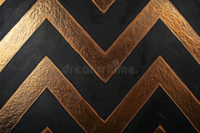 A Deep Black Background with Metallic Bronze Stripes Forming a Zigzag ...