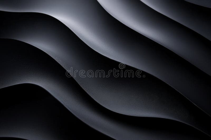 A Deep Black Background with Smooth, Flowing Curved Lines Casting Soft ...