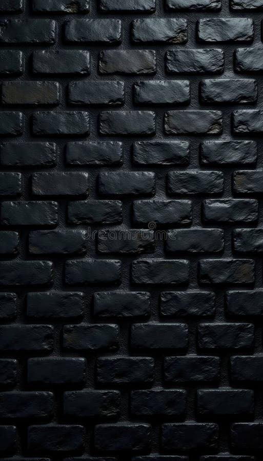 Deep Black Brick Wall, Repeating Pattern Seamless Dark Background ...